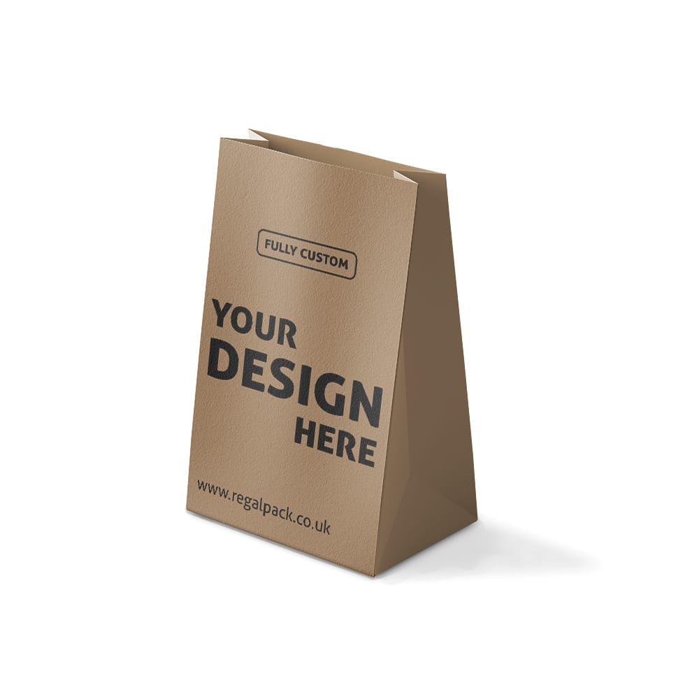 SOS Paper bags without handle with custom branding. Low MOQ